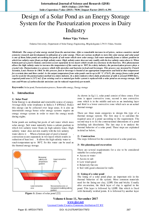 (PDF) Design of a Solar Pond as an Energy Storage System for the ...