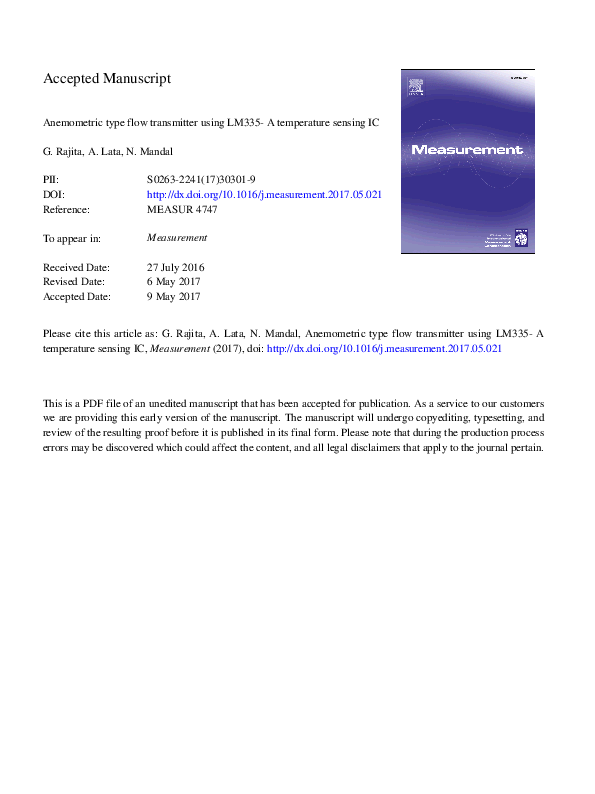 (PDF) Anemometric type flow transmitter using LM335 – A temperature ...