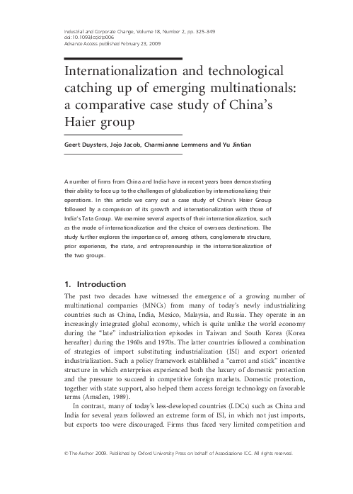 (PDF) Internationalization and technological catching up of emerging ...