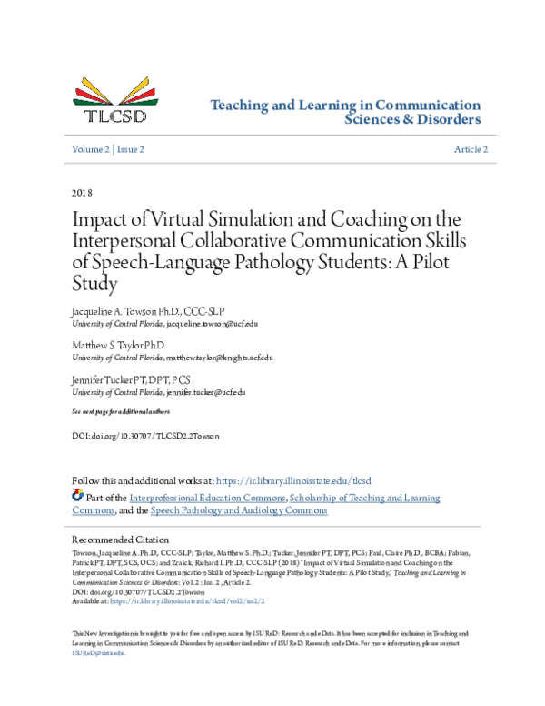 (PDF) Impact of Virtual Simulation and Coaching on the Interpersonal Collaborative Communication ...