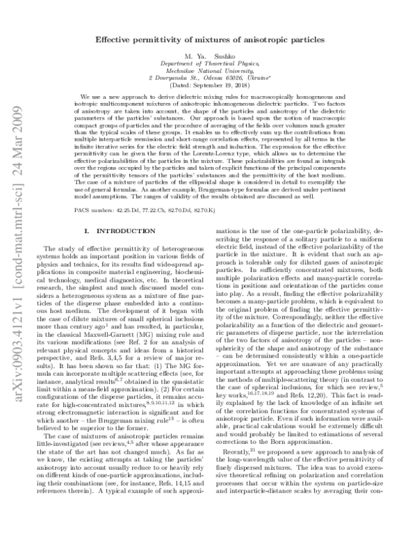 (PDF) Effective permittivity of mixtures of anisotropic particles