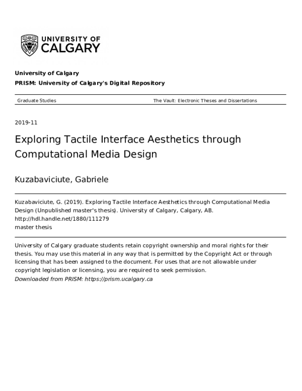 (PDF) Exploring Tactile Interface Aesthetics through Computational Media Design