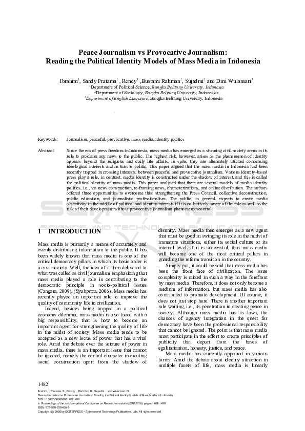 (PDF) Peace Journalism vs Provocative Journalism: Reading the Political ...