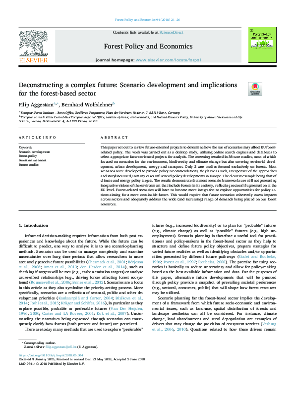 (PDF) Deconstructing a complex future: Scenario development and ...