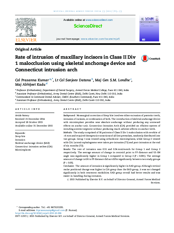 (PDF) Rate of intrusion of maxillary incisors in Class II Div 1 ...