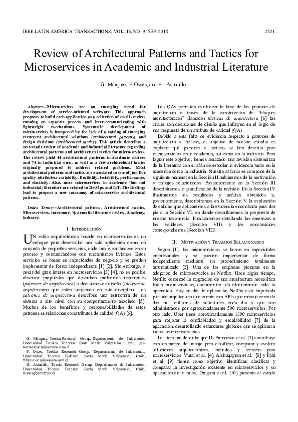 (PDF) Review of Architectural Patterns and Tactics for Microservices in Academic and Industrial ...
