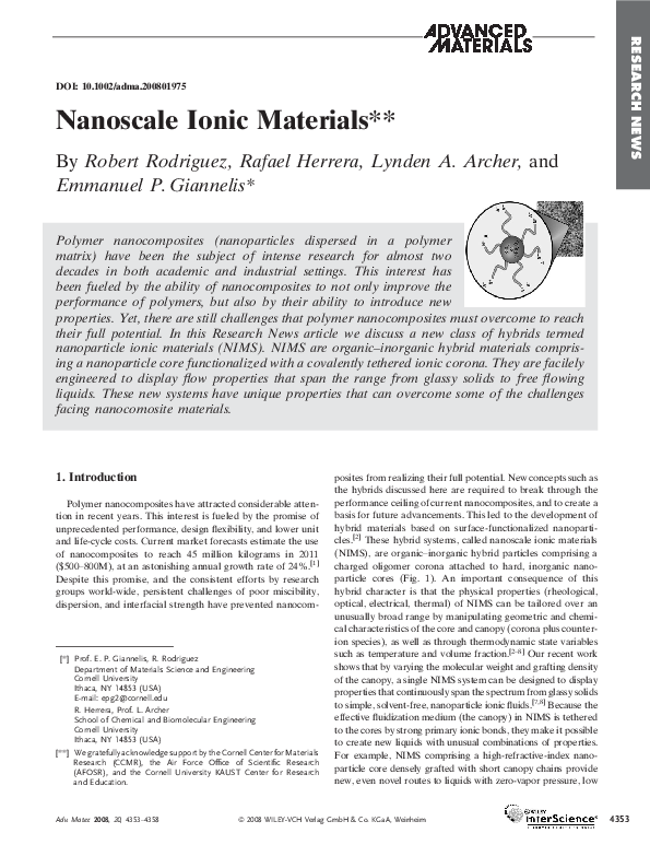 (PDF) Nanoscale Ionic Materials