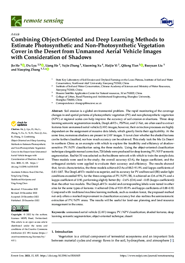 Pdf Combining Object Oriented And Deep Learning Methods To Estimate Photosynthetic And Non