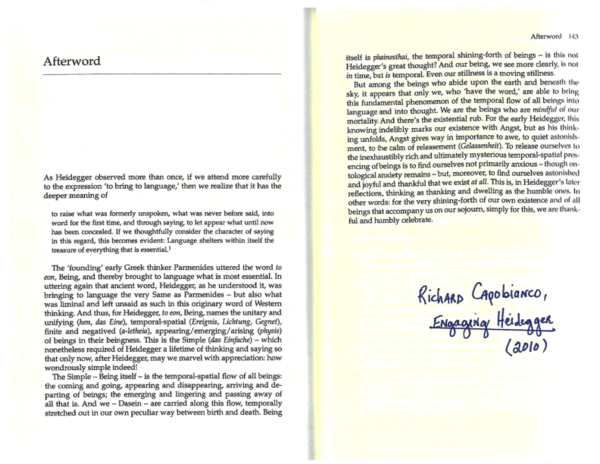 (PDF) "Afterword" from ENGAGING HEIDEGGER
