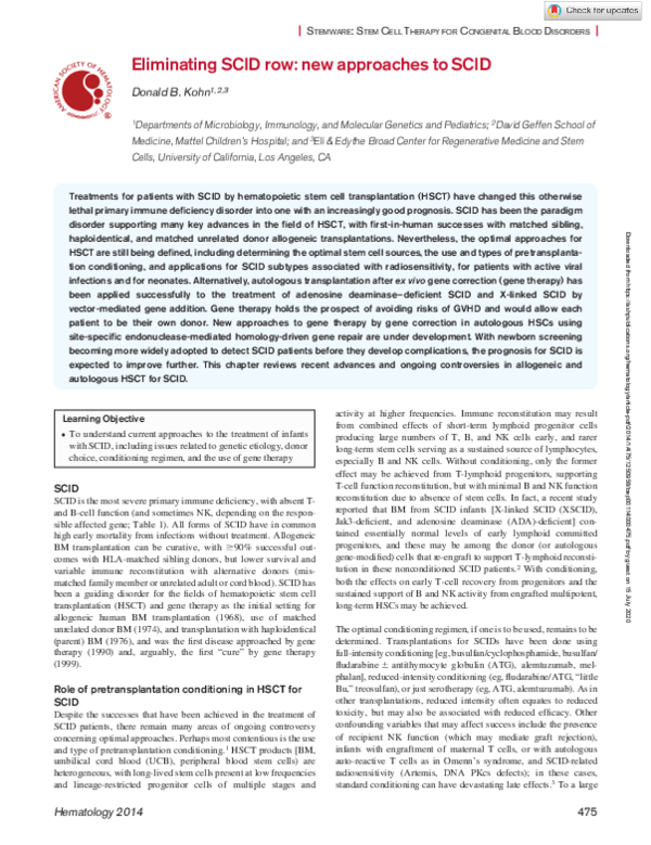 (PDF) Eliminating SCID row: new approaches to SCID