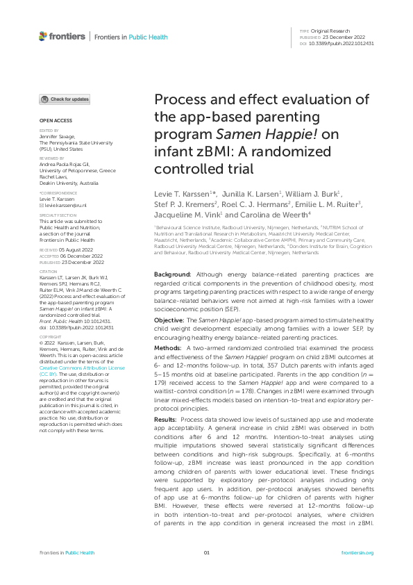 (PDF) Process and effect evaluation of the app-based parenting program ...