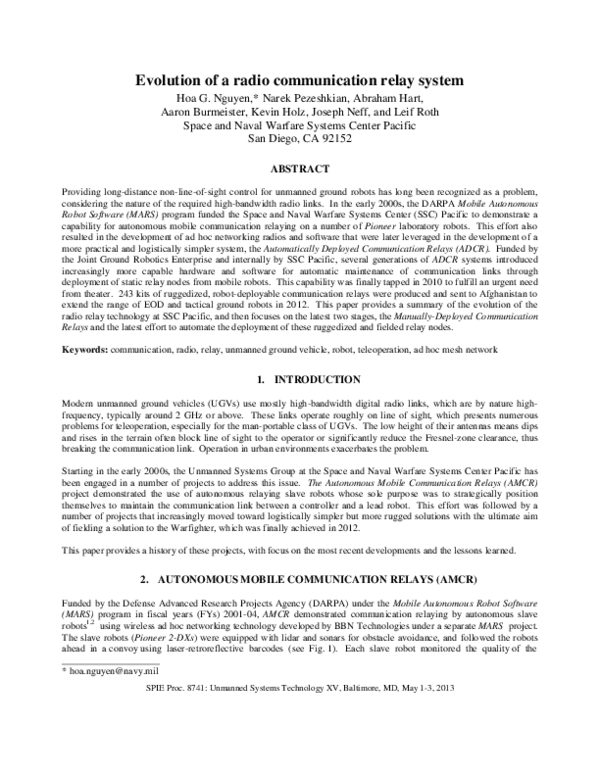 (PDF) Evolution of a radio communication relay system