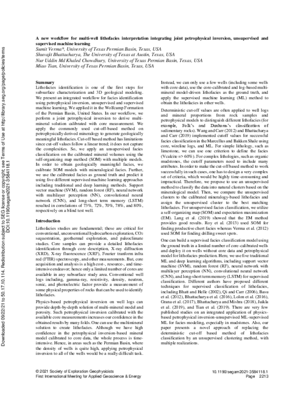 (PDF) A new workflow for multi-well lithofacies interpretation integrating joint petrophysical ...