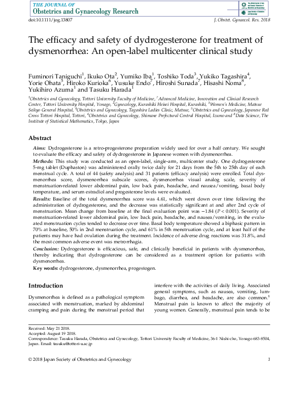(PDF) The efficacy and safety of dydrogesterone for treatment of ...