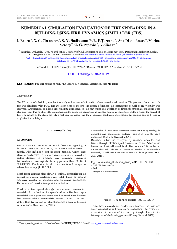 Pdf Numerical Simulation Evaluation Of Fire Spreading In A Building Using Fire Dynamics