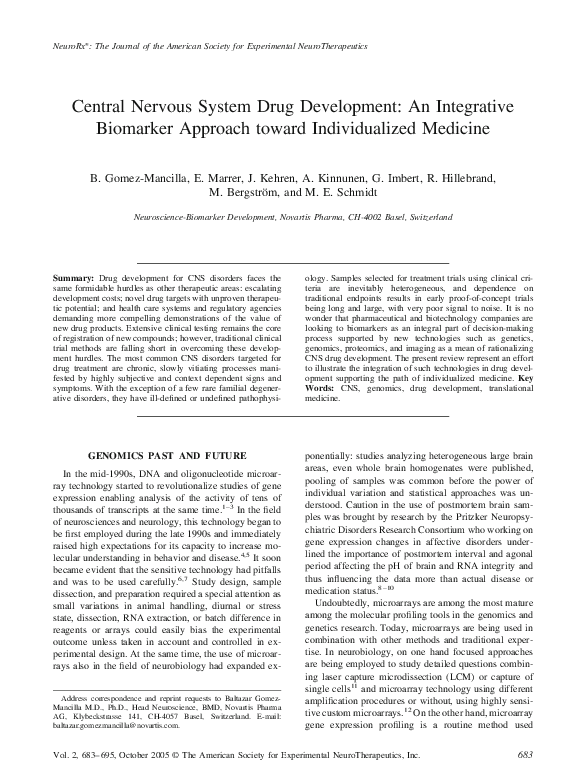 (PDF) Central nervous system drug development: An integrative biomarker ...