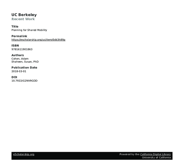 (PDF) Planning for Shared Mobility