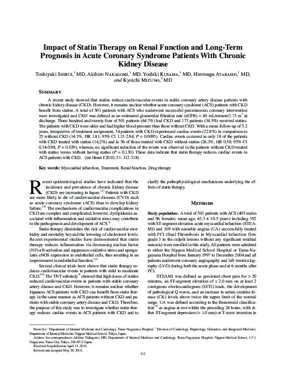 (PDF) Impact of Statin Therapy on Renal Function and Long-Term ...