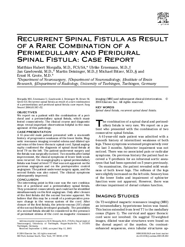 (PDF) Recurrent spinal fistula as result of a rare combination of a ...