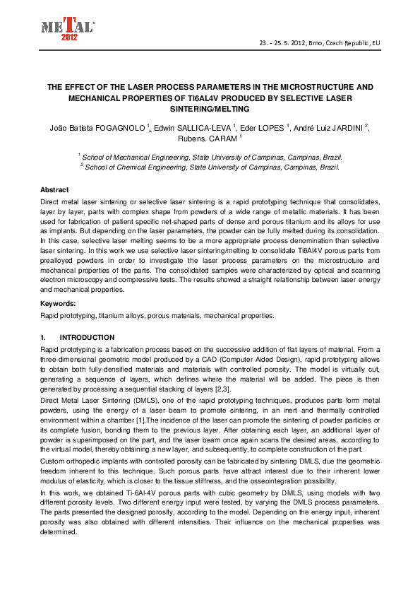 (PDF) The Effect of the Laser Process Parameters in the Microstructure and Mechanical Properties ...