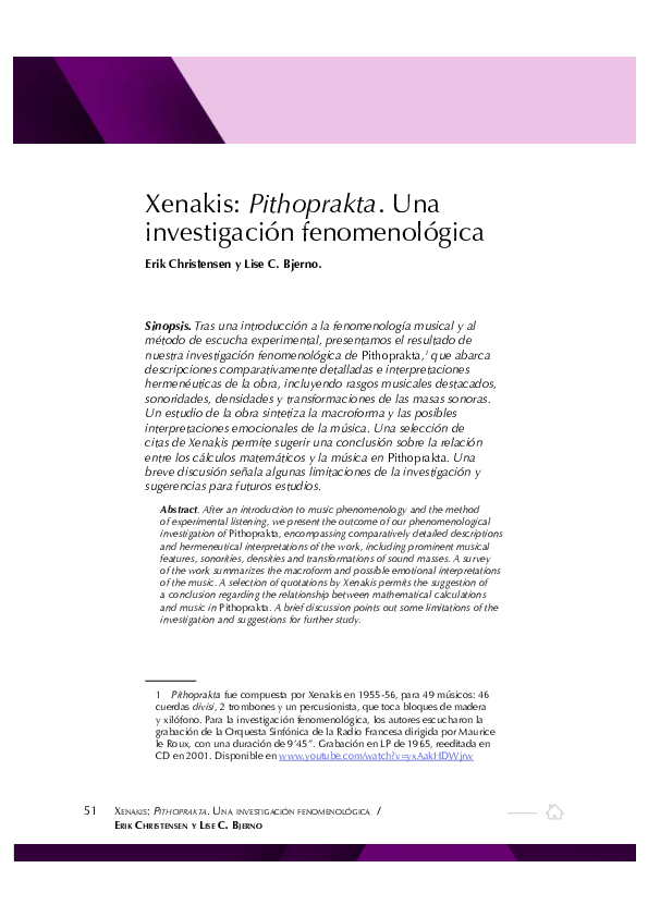 (PDF) Xenakis: Pithoprakta. Una investigación fenomenológica