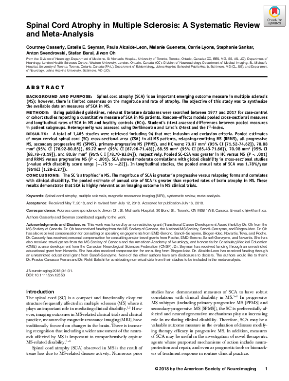 (PDF) Spinal Cord Atrophy in Multiple Sclerosis: A Systematic Review ...