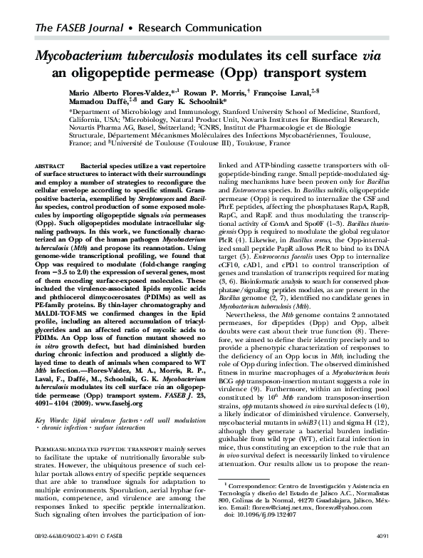 (PDF) Mycobacterium tuberculosis modulates its cell surface via an ...
