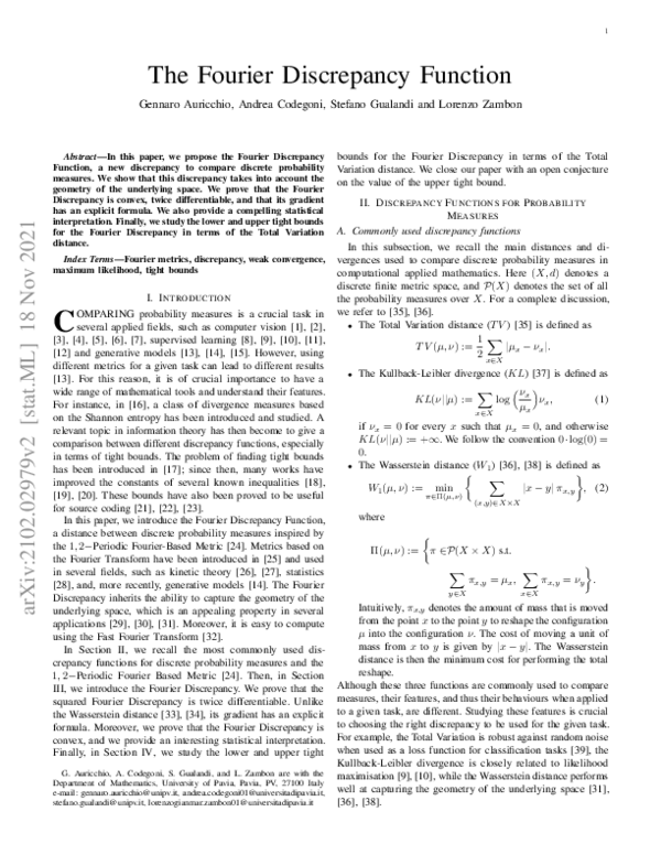 Pdf The Fourier Discrepancy Function