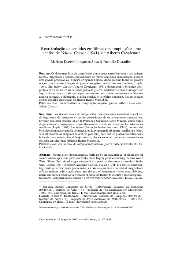 (PDF) Rearticulação de sentidos em filmes de compilação: uma análise de ...