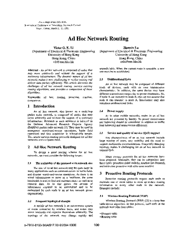 Pdf Ad Hoc Network Routing