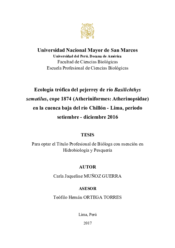 (PDF) Ecología trófica del pejerrey de río Basilichthys semotilus, cope ...