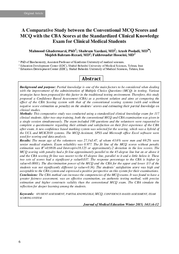(PDF) A Comparative Study between the Conventional MCQ Scores and MCQ ...