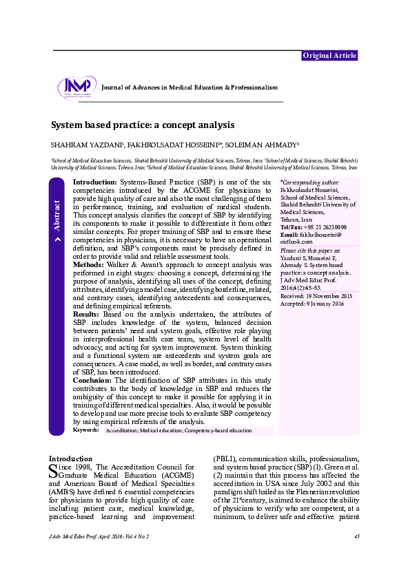(PDF) System Based Practice - A Concept Analysis