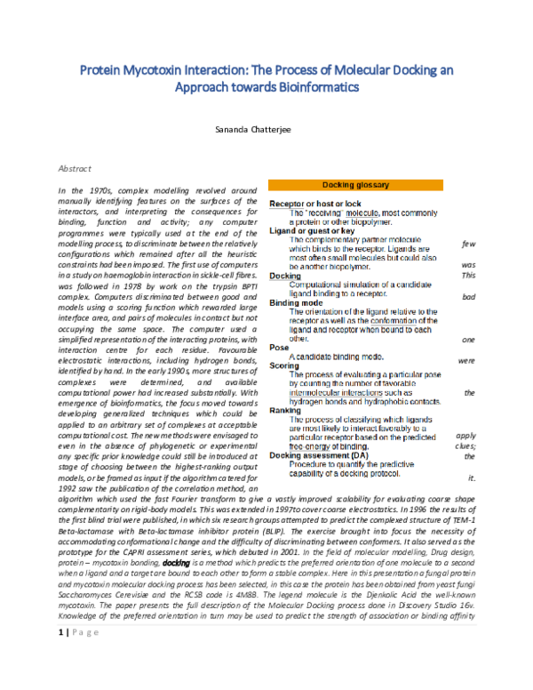 (PDF) Protein Mycotoxin Interaction: The Process of Molecular Docking an Approach towards ...
