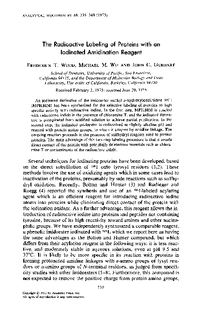 (PDF) The radioactive labeling of proteins with an iodinated ...
