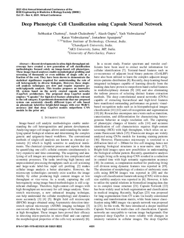 (PDF) Deep Phenotypic Cell Classification using Capsule Neural Network