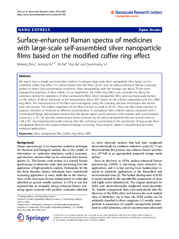 (PDF) Surface-enhanced Raman spectra of medicines with large-scale self ...