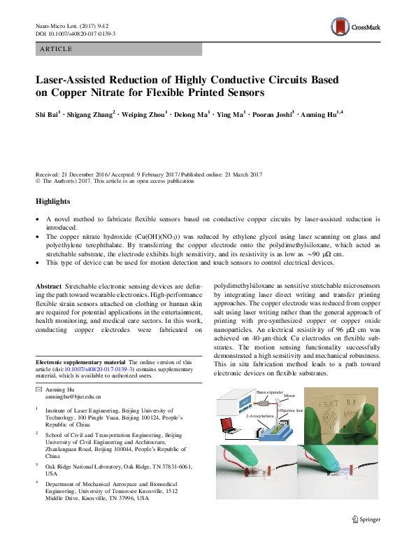 (PDF) Laser-Assisted Reduction of Highly Conductive Circuits Based on Copper Nitrate for ...