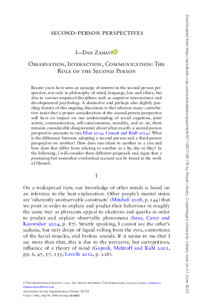 (PDF) Observation, Interaction, Communication: The Role of the Second ...