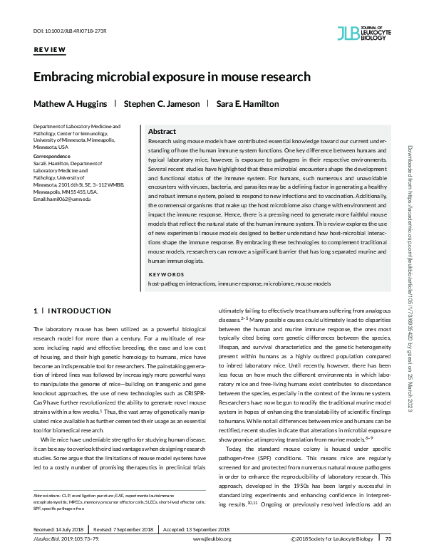 (PDF) Embracing microbial exposure in mouse research