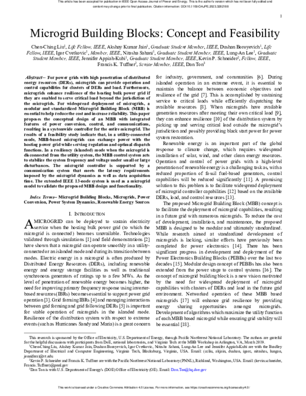 (PDF) Microgrid Building Blocks: Concept and Feasibility