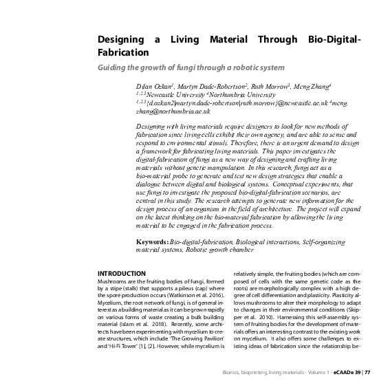 (PDF) Designing a Living Material Through Bio-Digital-Fabrication ...