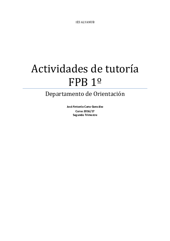 (PDF) Actividades de tutoría
