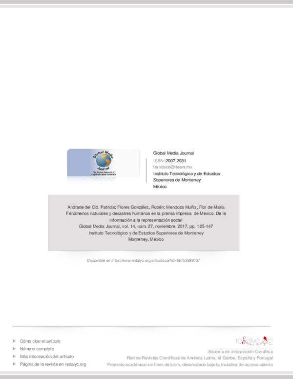 (PDF) Fenómenos naturales y desastres humanos en la prensa impresa de ...