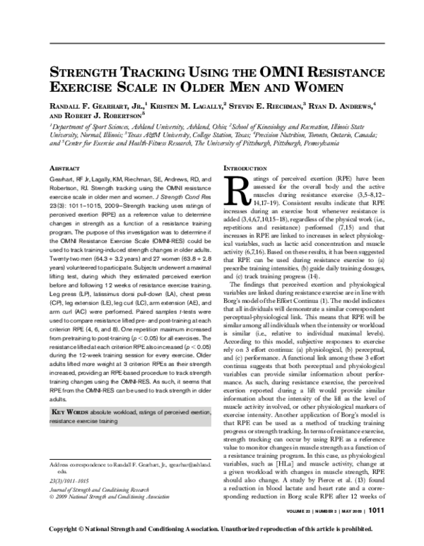 (PDF) Strength Tracking Using the OMNI Resistance Exercise Scale in ...