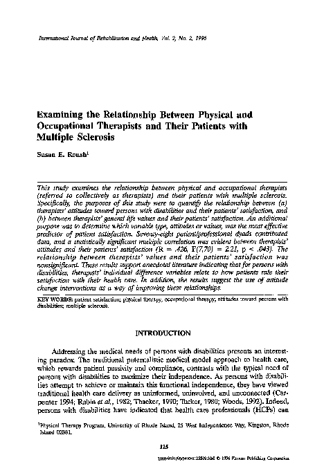 (PDF) Examining the relationship between physical and occupational ...