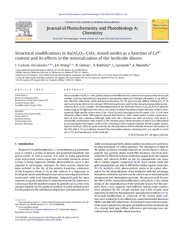 (PDF) Structural modifications in Au/Al2O3–CeO2 mixed oxides as a ...