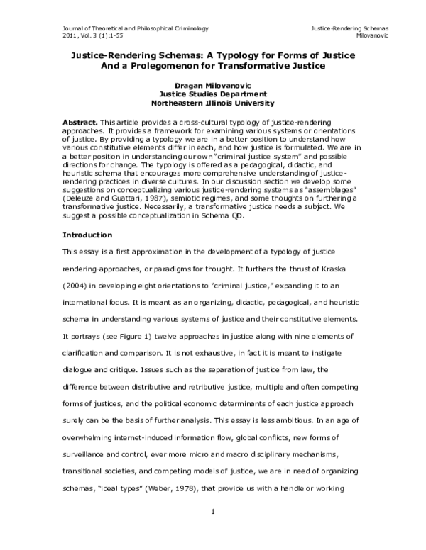(PDF) Justice-Rendering Schemas: A Typology for Forms of Justice And a ...