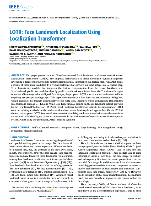 (PDF) LOTR: Face Landmark Localization Using Localization Transformer