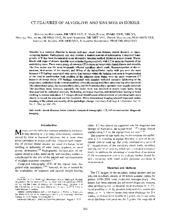 (PDF) CT Features of Alveolitis and Sinusitis in Horses